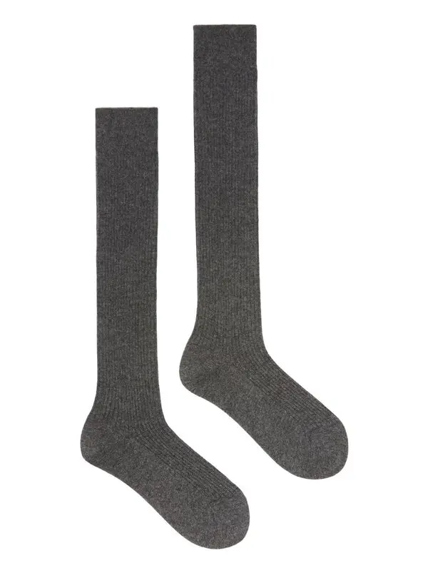 Max Mara Ribbed Cashmere Socks - Dark Grey