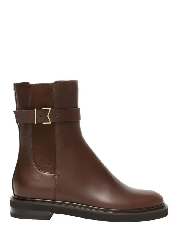 Max Mara Leather Chelsea Boots With Ankle Strap - Dark Brown