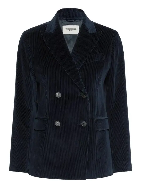 Max Mara Cotton Corduroy Velvet Blazer - Navy