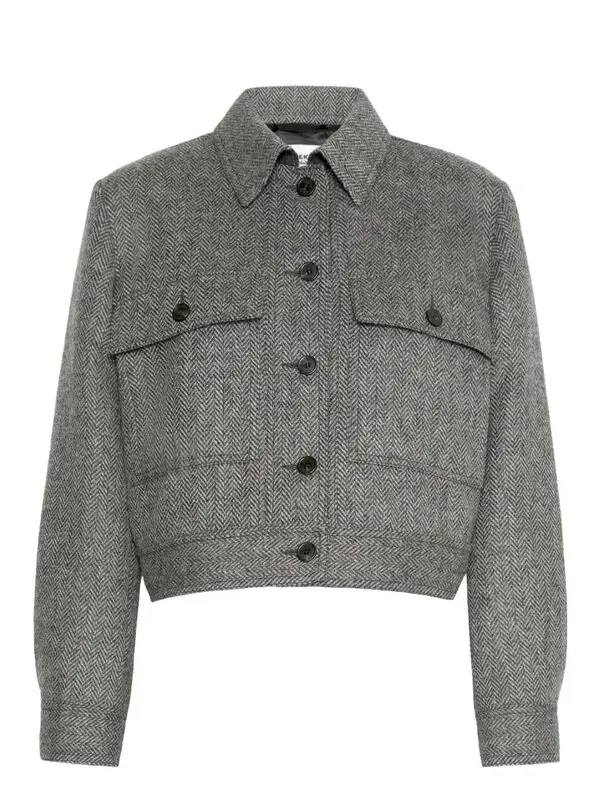Max Mara Cropped Wool Blend Jacket - Dark Grey
