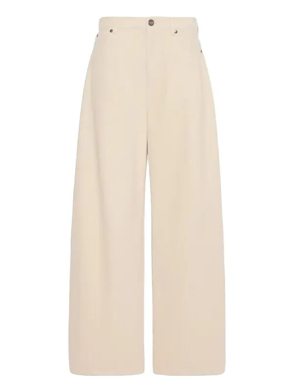 Max Mara Cotton Drill Trousers - Ivory