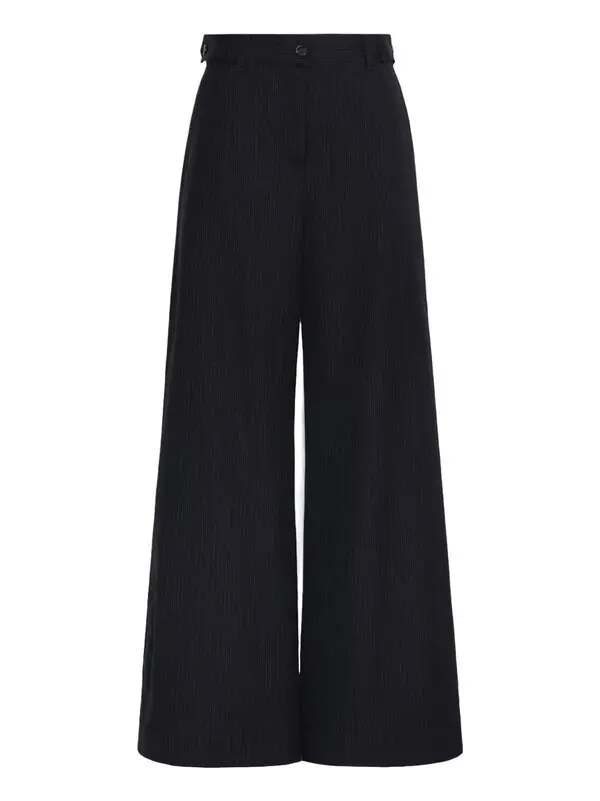 Max Mara Wool And Cotton Gabardine Wide-leg Trousers - Navy