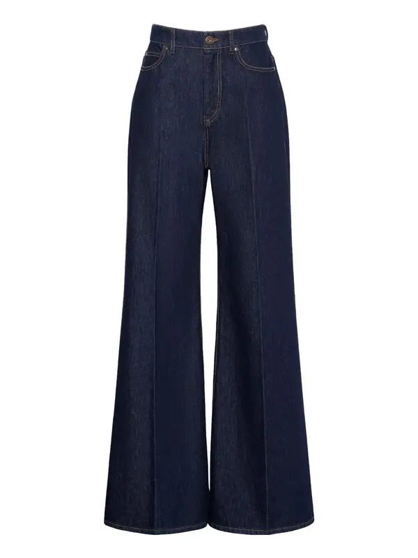 Max Mara Cotton Denim Palazzo Jeans - Navy