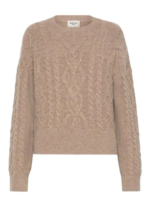Max Mara Cable Knit Wool Yarn Jumper - Hazelnut Brown
