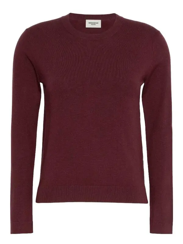 Max Mara Silk And Wool Yarn Long-sleeved Crew-neck Sweater - Bordeaux