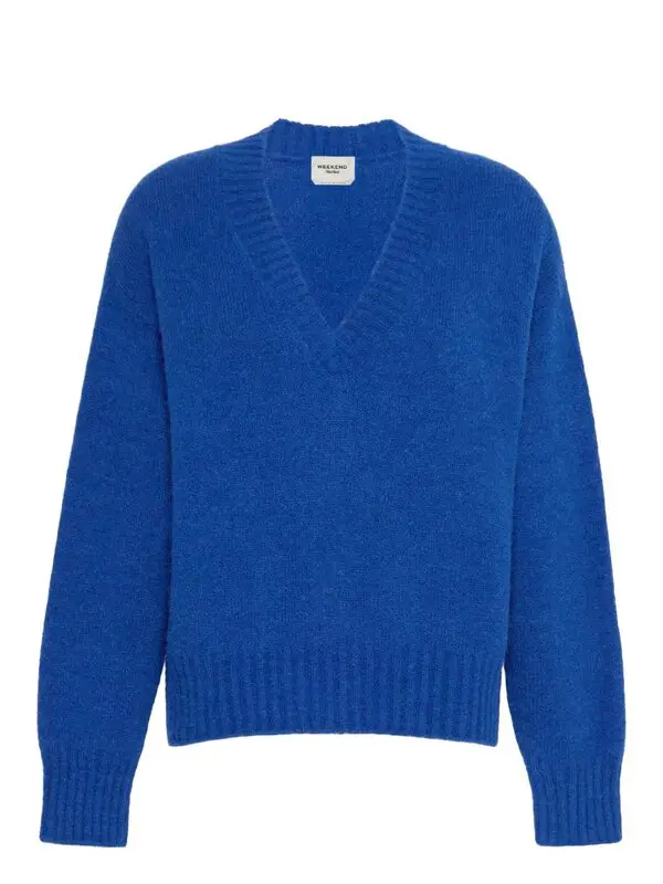 Max Mara Alpaca And Cotton V-neck Sweater - Cornflower Blue