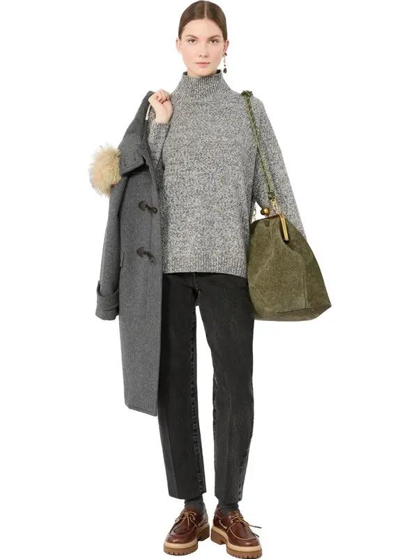 Max Mara Wool Knit Turtleneck Jumper - Medium Grey
