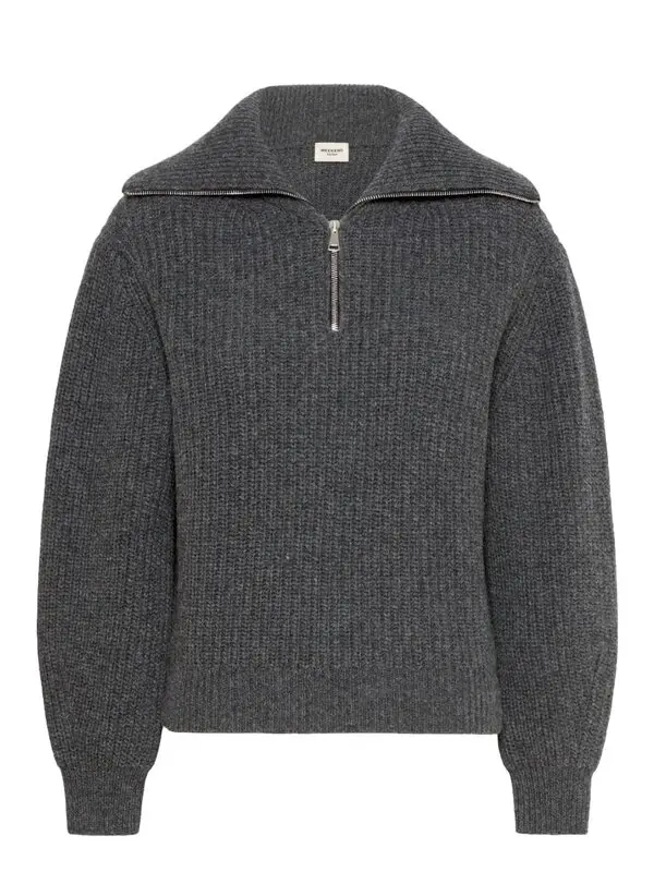 Max Mara Wool Zip-up Roll-neck Jumper - Dark Grey