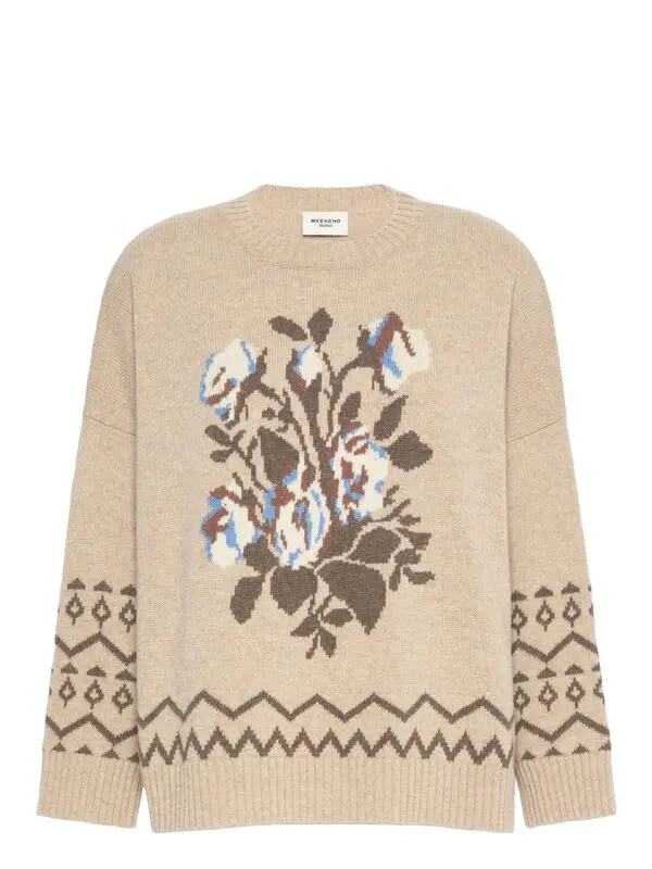 Max Mara Loose Jumper In Wool Jacquard - Sand