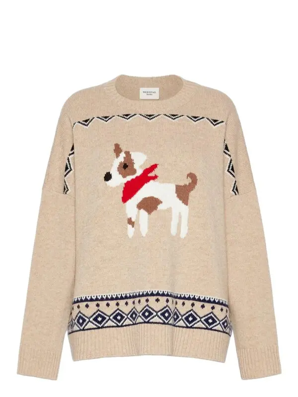 Max Mara Loose Jumper In Wool Jacquard - Sand