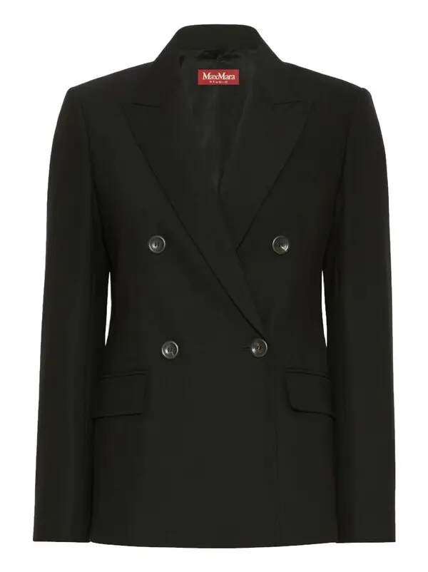 Max Mara Double-breasted Wool Twill Blazer - Black