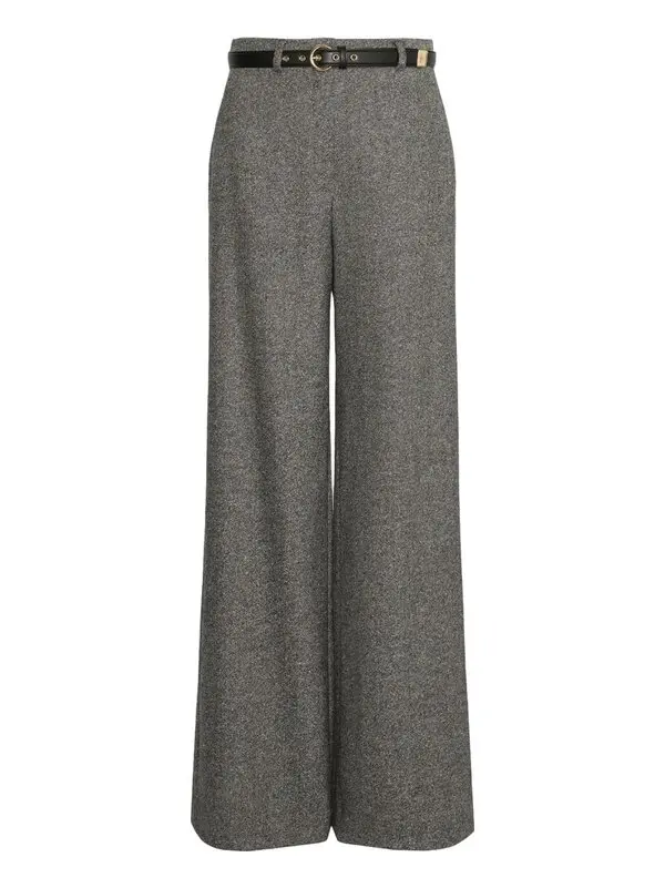 Max Mara Wool-blend Donegal Trousers - White Black