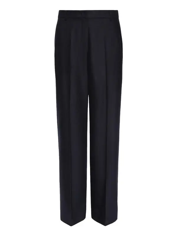 Max Mara Regular-fit Wool Flannel Trousers - Midnightblue