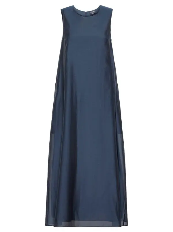 Max Mara Cotton And Silk Voile Flared Dress - Midnightblue