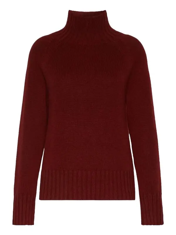 Max Mara Wool And Cashmere Yarn Polo-neck Sweater - Bordeaux