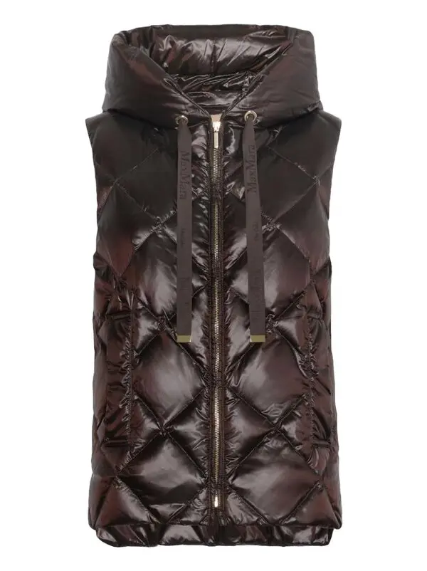 Max Mara Padded Gilet With Drawstring Hood - Brown