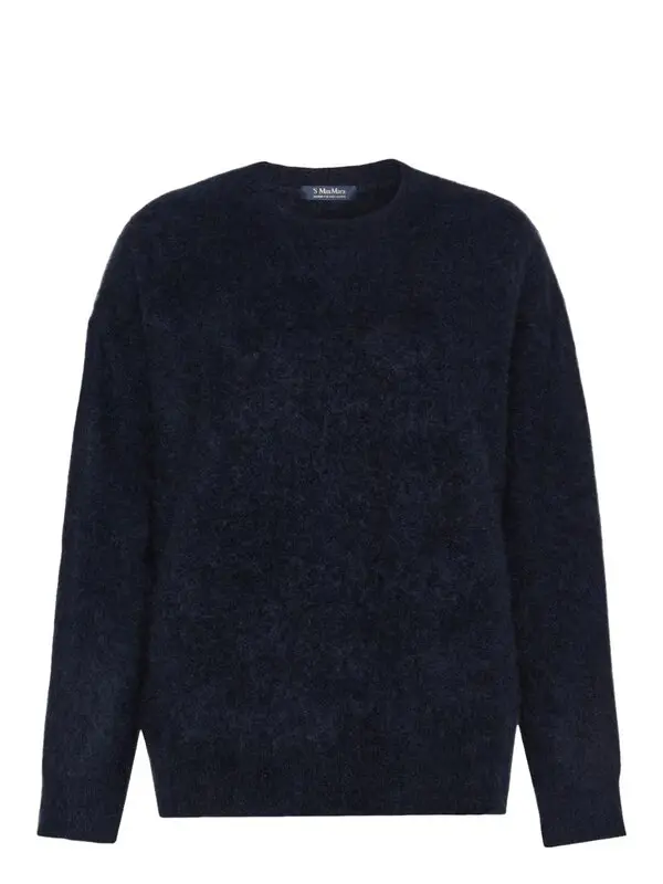 Max Mara Yak Yarn Sweater With Scarf Detail - Navy