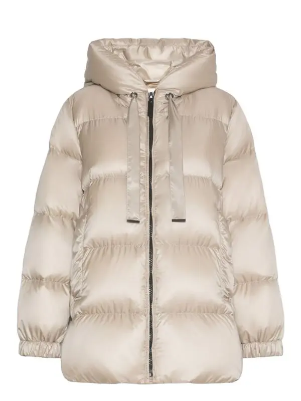 Max Mara Puffer Jacket With Quilted Stripe Motif - Natural