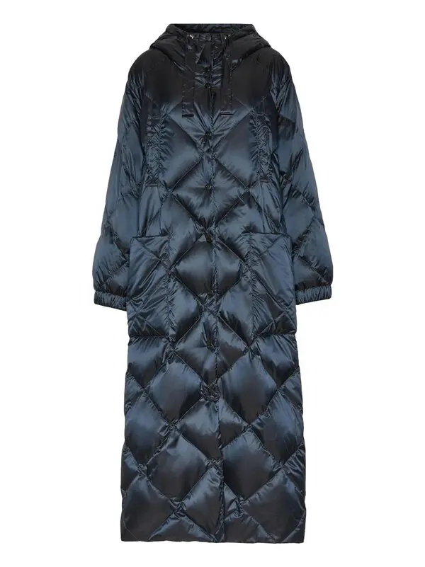 Max Mara Long Puffer In Quilted Water-repellent Fabric - Midnightblue