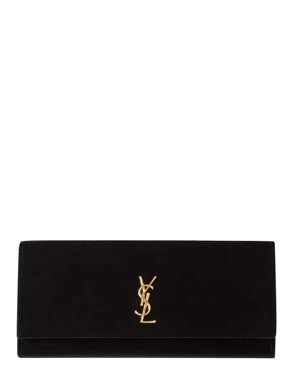Saint Laurent Kate Clutch On Chain In Suede - Black