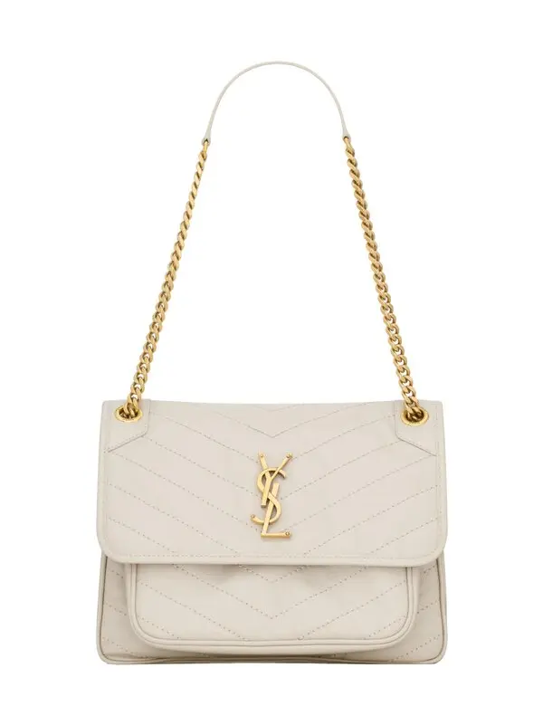 Saint Laurent Niki Medium Bag In Vintage Leather - White