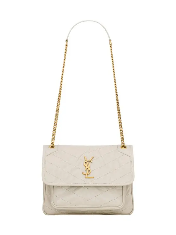 Saint Laurent Niki Baby In Vintage Leather - White