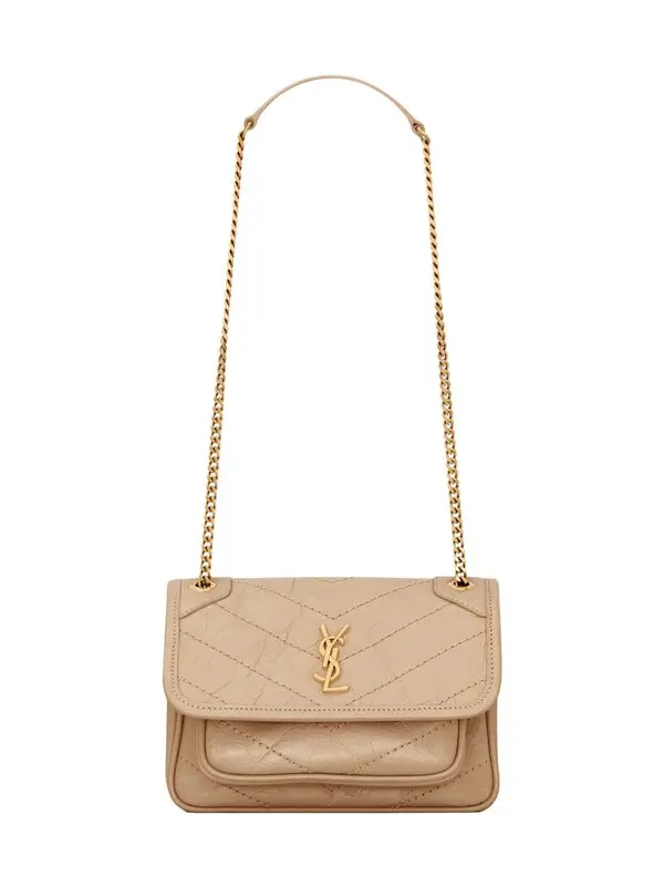 Saint Laurent Niki Mini In Vintage Leather - Clear Beige