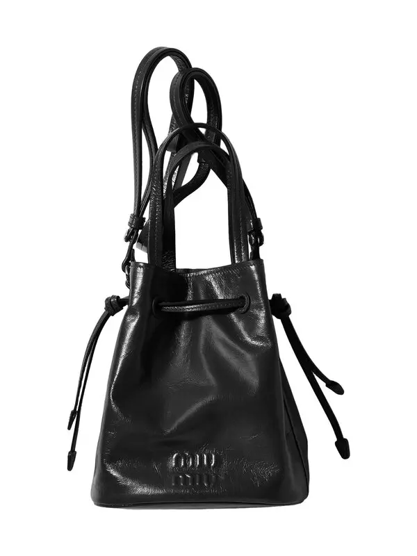 Miu Miu Shiny Leather Pouch - Black