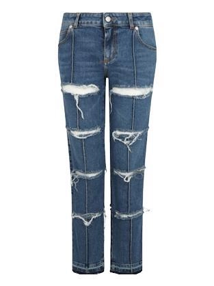 Alexander McQueen Straight-leg Distressed Jeans - Blue
