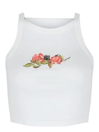 Givenchy 4g And Rose Print Crop Top - White