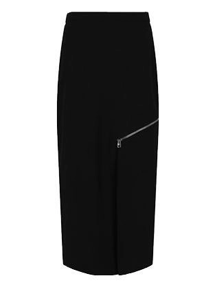 Alexander McQueen Zip Detailed Midi Skirt - Black