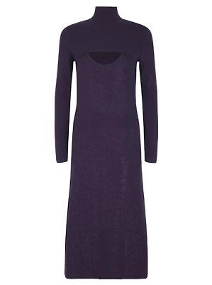 FERRAGAMO Lamé Wool Blend Dress - Purple