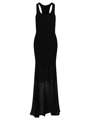 Givenchy Ribbed Bustier Mesh Maxi Dress - Black