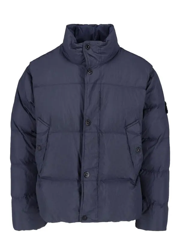 Stone Island Jacket Zip "crinkle Reps Ny - Blue