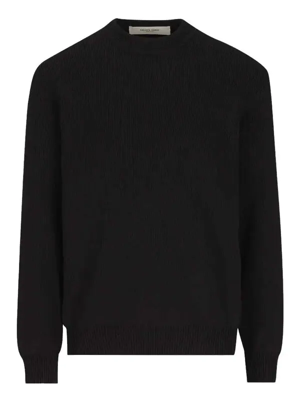 GOLDEN GOOSE Crew Neck Sweater With Embroidered Logo - Black
