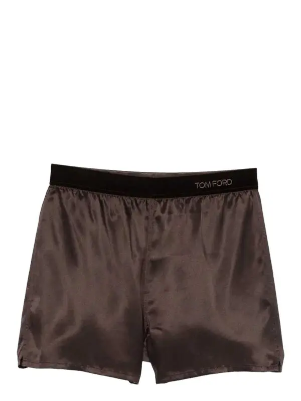 TOM FORD Silk Satin Pajama Shorts - Brown