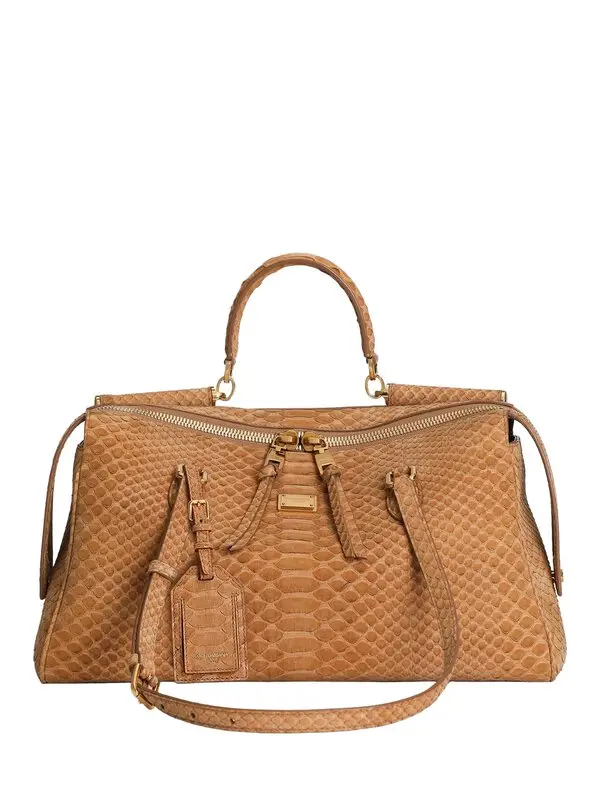 Dolce & Gabbana Medium Vittoria Handbag In Python - Beige