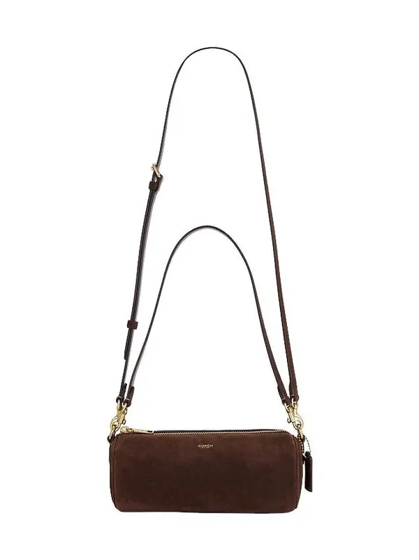 COACH Suede Barrel Bag In Chocolate - Dark Chocolate