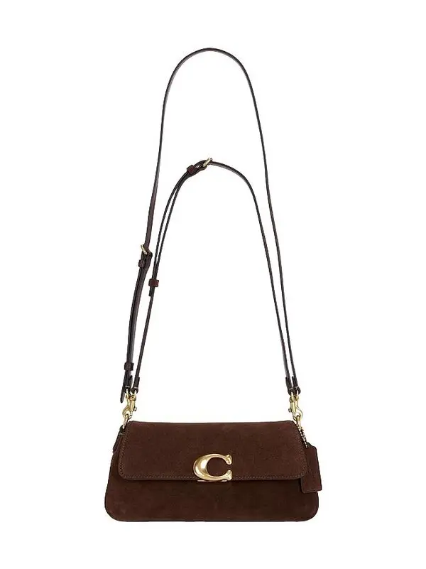 COACH Suede Jet Shoulder Bag In Chocolate - Dark Chocolate