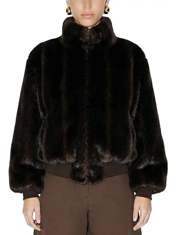 Ronny Kobo Mischa Faux Fur Jacket - Brown Multi
