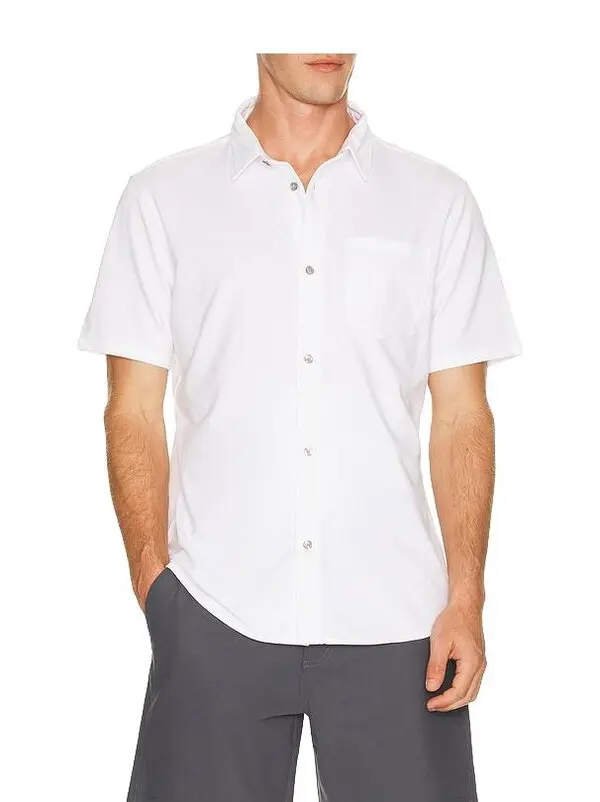Vuori Knit Oxford Button Down Shirt - White