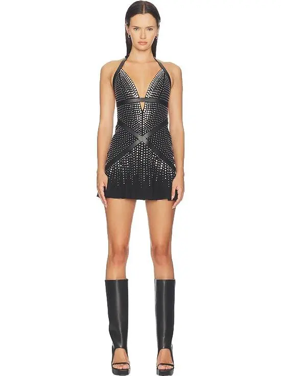HAELO Gradient Studded Mini Dress - Black