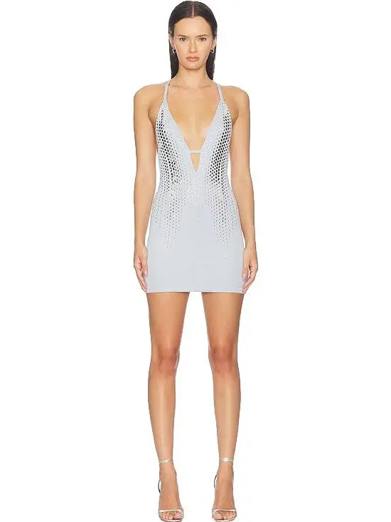 HAELO Gradient Studded Dress In Grey - Fog Grey