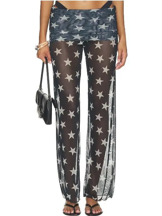 BELLA VENICE X Addison Pant In Black & White - Star Mesh