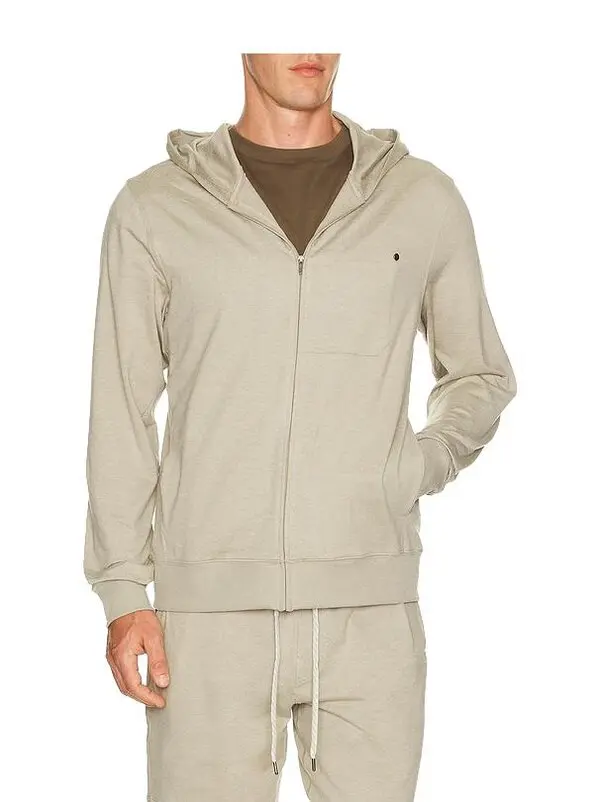 Vuori Ponto Full Zip Hoodie In Green - Truffle Heather