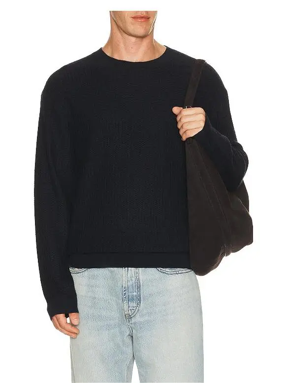 FRAME Textured Crewneck Sweater - Dark Navy