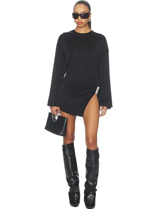 Attico Drape Slit Mini Dress - Black