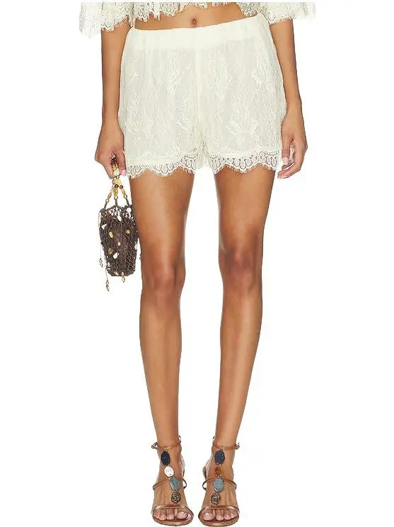 Hemant & Nandita Waist Elasticated Shorts In White - Eggshell