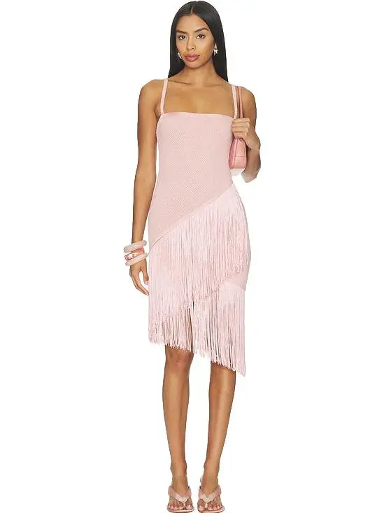 LOVERS AND FRIENDS Denisse Asymmetrical Layered Fringe Dress - Pink