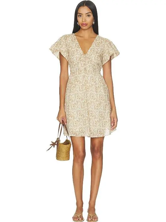 Paige Kinga Mini Dress In Neutral - Bone Multi